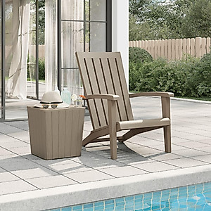 Tidyard Patio Adirondack Chair Light Brown Polypropylene Outdoor Fire Pit Chair Wooden Garden Armchair for Porch Pool Lawn Deck Backyard Balcony Outdoor