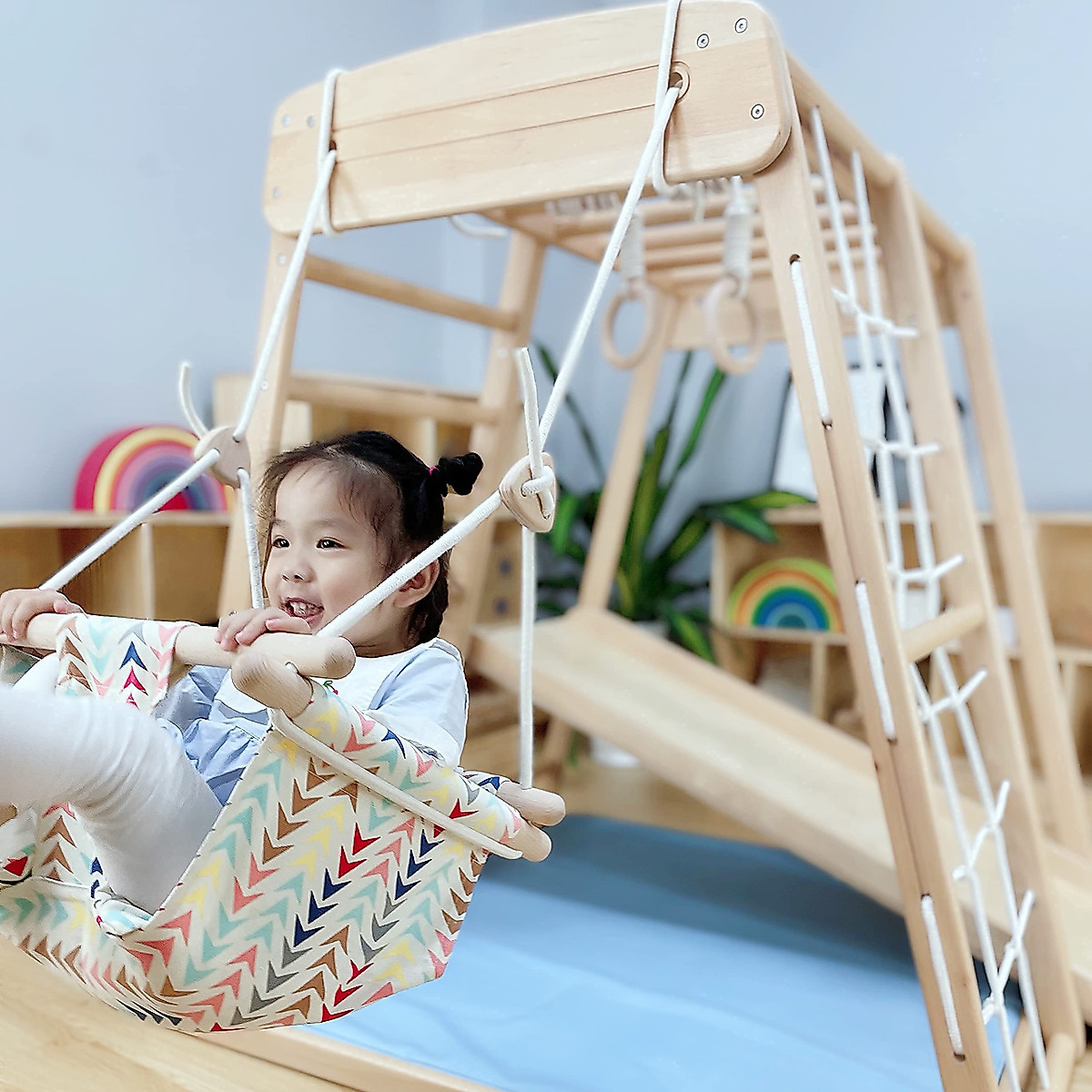 Hanging Baby Swing Outdoor Baby Swing for Infants Hanging Swing Chair for Baby Outdoor Canvas Toddler Swing Indoor Outdoor for Outside Tree Backyard Indoor Baby Swing Hammock