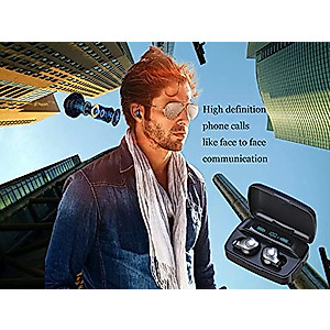 UScarmen Wireless Earbuds New Technology Air 4 mics Bluetooth 5.0 Earbud Touch Control USB-C Quick Charge deep Bass in-Ear Detection Headphones (Black F8)