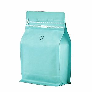 50 Count 8 Ounce Green Blue Kraft Paper Coffee Bags with Air Release Valve, High Barrier Coffee Pouches for Home, Store, Flat Bottom (50pcs/8oz, 0.5lb, 250g)