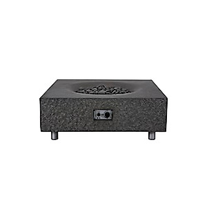 Pyromania Monument Outdoor Concrete Fire Pit Table, 41 x 41 Inches - Natural Gas Model in Charcoal Gray Color