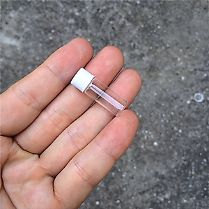 TAI DIAN 100pcs 1ml Mini Glass Bottles Vials White Plastic Cap Empty Tiny Transparent Glass Bottle Jars Screw Cap 10286mm Wholesale (10x28x5mm-plastic Cap)