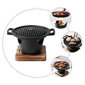 Abaodam Griddle 1 Set Korean Bbq Accessories Outdoor Stove Japanese Charcoal Stove Miniature Hibachi Grill Grill Food Charcoal Plate Tray Mini Korean Grill Barbecue Supplies Wood Indoor