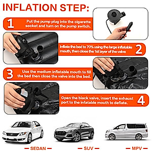 Tallew 12 Pcs Car Air Mattress Back Seat Inflatable Bed SUV Car Camping Backseat Truck Air Mattress Curtain Divider Window Shade Cover Portable Travel Sleeping Set