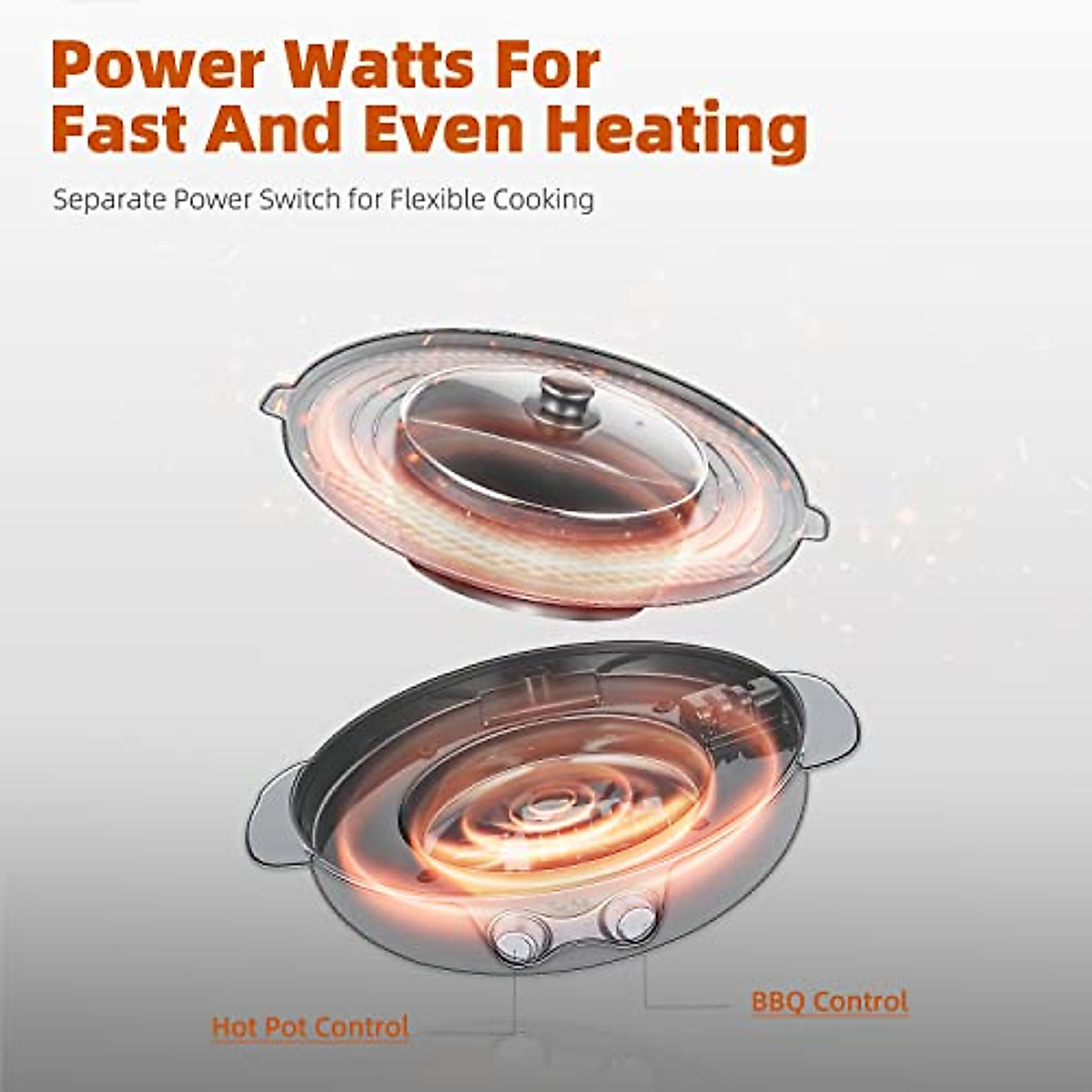 Food Party DUO Electric Smokeless Grill and Hot Pot, With Separable Cooking Plate, Deluxe Combo of 1 Recipe Book, 1 Tong, 1 Oil Brush, 1 Pack of Parchment Paper, for Hotpot KBBQ, Barbecue & Grill