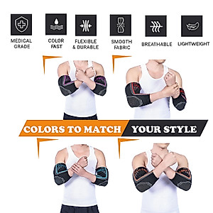 Doc Miller - Compression Elbow Brace: Support for Tendonitis, Bursitis, Tennis, Arthritis, Workouts - Elbow Sleeves for Men & Women, Joint Pain, Enhance Fitness, Pain Relief, 2 Packs, Pink, Medium
