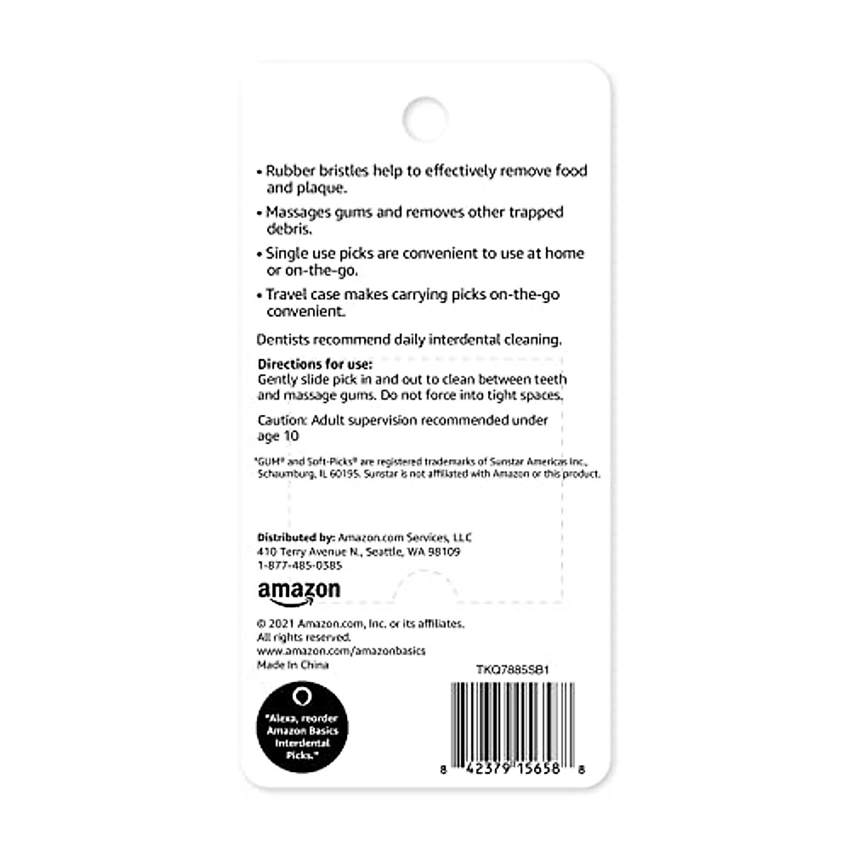 Amazon Basics Interdental Picks, 100 Count, 1 Pack