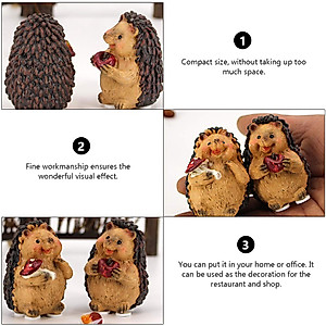 NUOBESTY 2pcs Animal Ornaments Resin Car Decor Ornament Animal Figurines Landscape Garden Decoration Miniature Ornament Hedgehog Statue Table top Decor Indoor Animal Ornament Crafts Cartoon