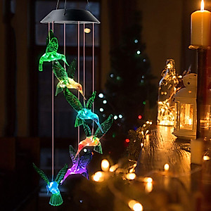 JOBOSI Hummingbird Decorative Mobiles Gifts, Solar Hummingbird (3.5 * 4.5in) Wind Chimes, Gifts for mom, Gifts for Women, Gifts for Grandmother, Thanksgiving Gift, Mom Best