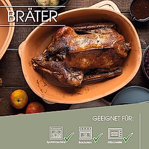 Römertopf 14005 Clay Roaster | 40 Years Anniversary Edition | Non-Stick Dutch Oven | Healthy Clay Pot Cooking | Clay Baker | Versatile Cooking Vessel - 3.7 Quarts (3.5 Liters) for up to 6 people
