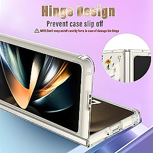OOK Clear Design for Samsung Galaxy Z Fold 5 Case with Flower Clear Floral Phone Case Shockproof Hard PC Back Protective Cover for Women Girls Green Flower Case for Galaxy Z Fold 5 (Flower Vine)