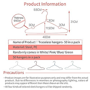 Traceless Hangers Clothes Hangers 50 Pack-Random Color,Coat Hangers, No Shoulder Bump Suit Hangers