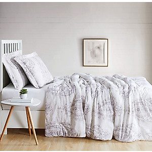 Cottage Classics 3-Piece Farmhouse Style Comforter and Sham Set Blossom Traditional Paisley, Full/Queen, Purple