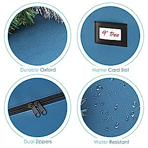 Hearth & Harbor Christmas Tree Storage Bag 9' – Waterproof Christmas Tree Storage Box Made of 600d Oxford Material – Christmas Tree Bag With Handles & Special Wide Opening, Blue
