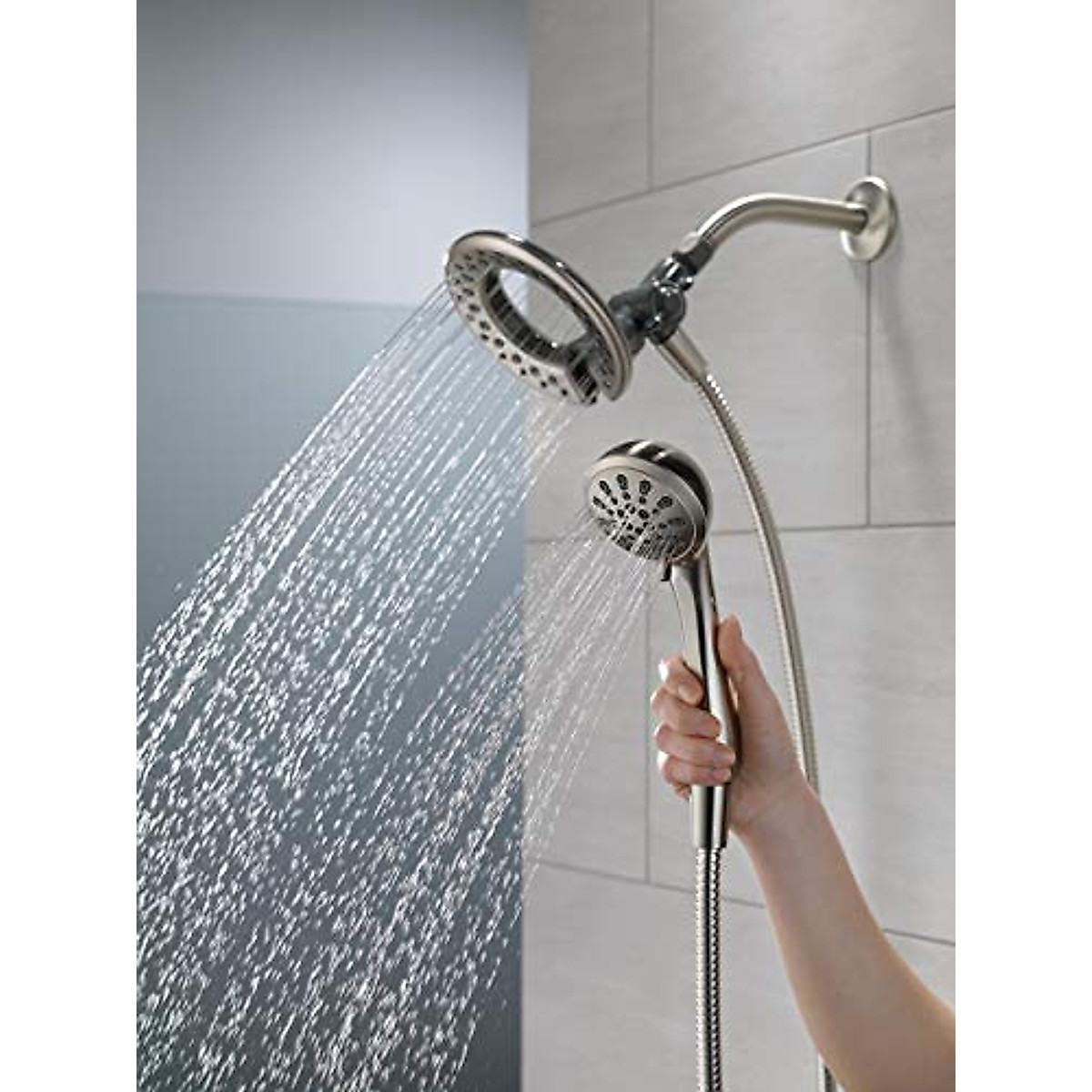 Delta D75486CSN In2ition 1.75 GPM 2-in-1 Multi Function Shower Head and Hand Shower with 60" Hose - Limited Lifetime Warranty Spotshield Brushed Nickel