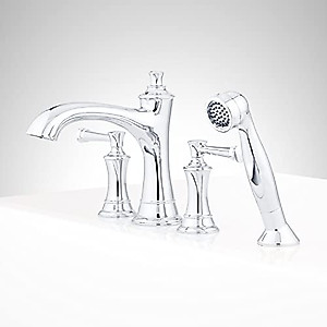 Signature Hardware 948676-LV Beasley Deck Mounted Roman Tub Filler Faucet - Includes Hand Shower, Less Valve