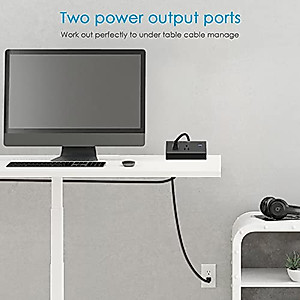 CCCEI Desk Power Strip with 18W USB C Fast Charge Port, Black 800J Surge Protector Clamp Desktop Outlet, Table Edge Mount Socket 6FT and Fit 1.6 inch Tabletop Edge Thick.