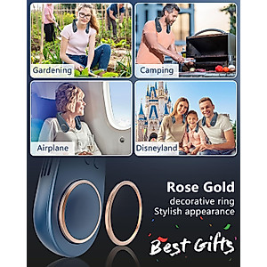 Neck Air Conditioner,Neck Fan Rechargeable Battery Operated Metal Cooling Plate AC Cooler,Personal Portable Neck Fans that Blow Cold Air,Usb Bladeless Quiet Head Wearable Hangs Around Neck Device Blue