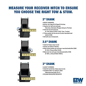 B&W Trailer Hitches Tow & Stow Adjustable Trailer Hitch Ball Mount - Fits 2.5" Receiver, Dual Ball (2" x 2-5/16"), 5" Drop, 14,500 GTW - TS20037B