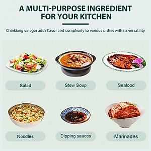 Soeos Chinkiang Vinegar, 18.6 fl oz (550ml), Chinese Black , Traditional , Organic , Zhenjiang Xiangcu, Black Rice Vinegar | Condiment for Cooking Noodles, Braised Meat, Cold Appetizers