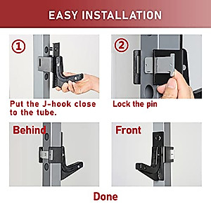 SYL Fitness J-Hooks for 3x3" Power Rack, Barbell Holder/Squat Rack Accessories J Cups