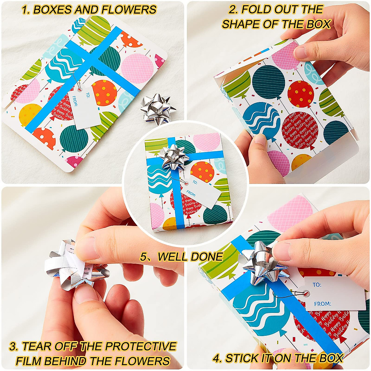 12 Pieces Gift Card Box Happy Birthday Present Card Holder Birthday Card Gift Box with 12 Pieces Wrapping Bows Mini Favor Boxes for Holiday Birthday Party