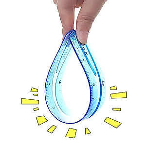 BELOWSYALER Flexible Ruler,2Pcs Color Flexible Rulers Soft Bendable Plastic Rulers Duals Scale Bendable Flexible Rubber Rulers Clear Straight Ruler