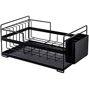 Plate Rack Draining Dish Rack Chrome-plated Steel Dish Rack With Drainboard With Removable Drainboard Removable Plastic Cutlery Tray for Kitchen Countertop (Color : White) Pan Plate Holder