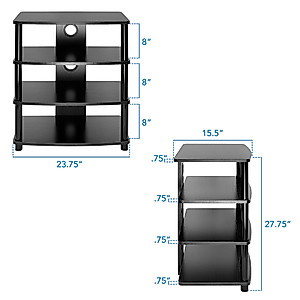 Mount-It! Media Stand Entertainment Center for TV, Audio Video Components, Stereo Equipment, Gaming Consoles, Streaming Devices, 4 Shelves, Black