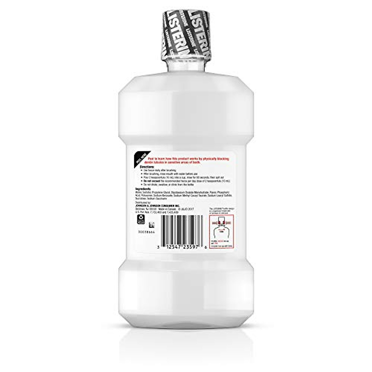 Listerine, Zero Alcohol Mouthwash 24hour Relief for Painful Tooth Sensitivity, fresh mint, 16.9 Fl Oz