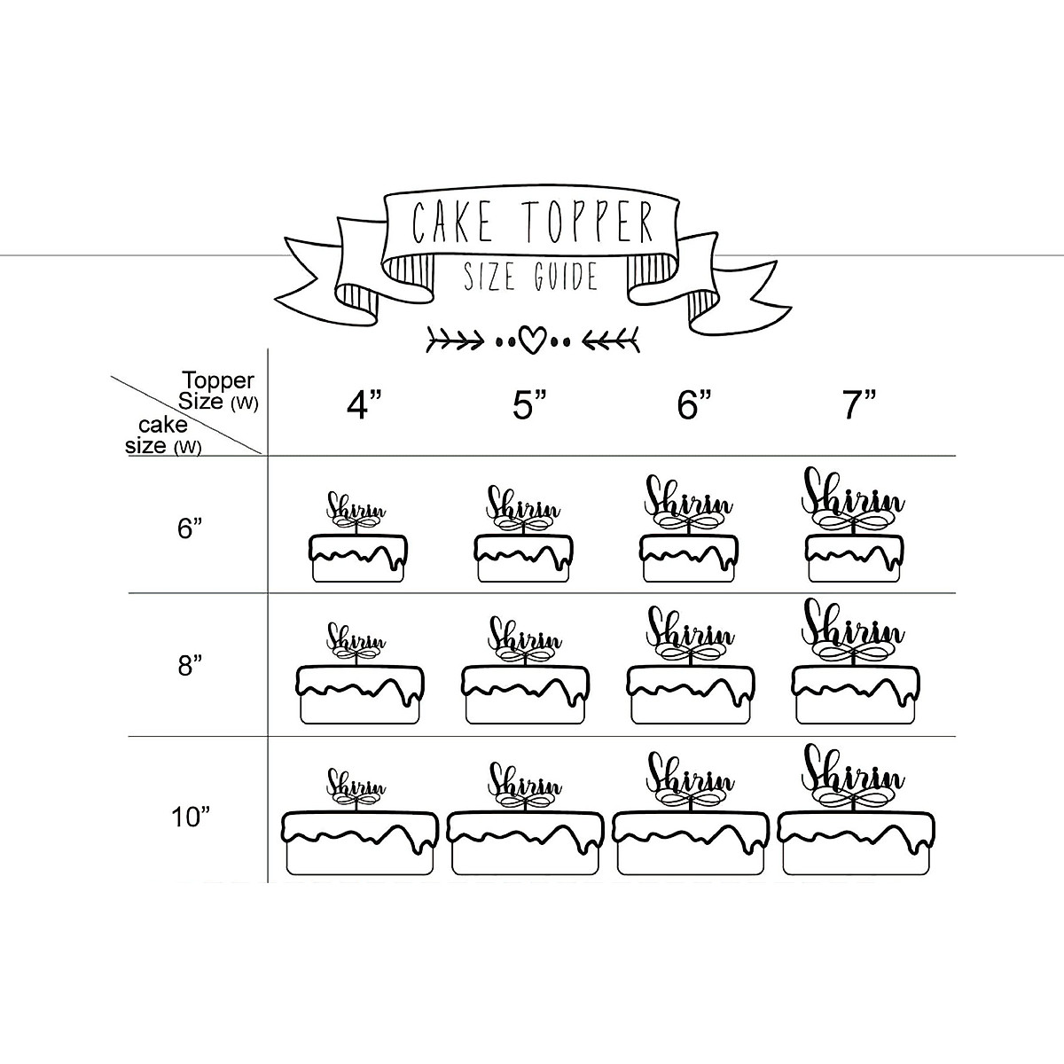 Custom Cake Topper - Personalized Names and Initials Decorations - Perfect for Wedding - Baby Shower - Birthday Engagements - Anniversary - Size 5-8 inches