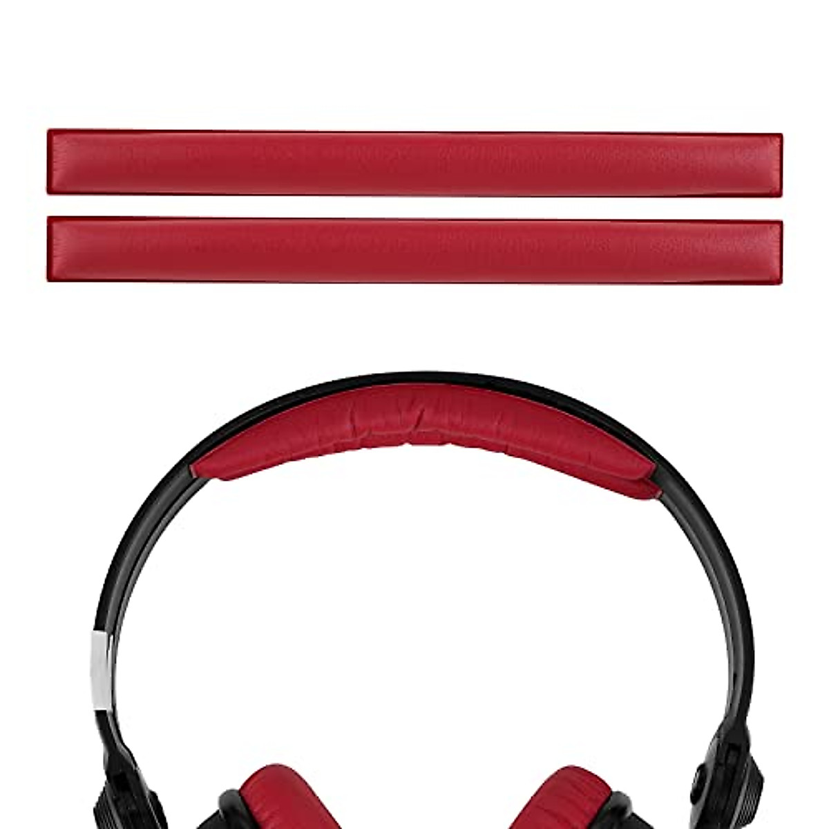 Geekria Protein Leather Headband Pad Compatible with Sennheiser hd25 hd25 II HD25 Plus HD25 Special Edition, Headphones Replacement Band, Headset Head Cushion Cover Repair Part (Red 2Pack)