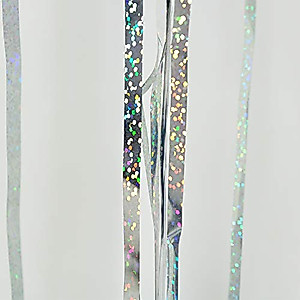 Moohome 2 Pack 3.28 ft x 9.84 ft Metallic Sparkle Silver Fringe Curtains Tinsel Foil Curtains for Party Backdrop Photo Booth Backdrop Door Window Streamer Curtain Party Wedding Background Decor