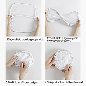 Popup Laundry Hamper with Handle, Foldable Large Capacity Mesh Laundry Hamper Home Supplies White