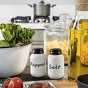 Salt and Pepper Shakers Set - Ceramic Salt and Pepper Shakers, Adorable Salt and Pepper Set for Kitchen Decor, Perfect for Cooking, RV, BBQ, Set of 2, 4 OZ