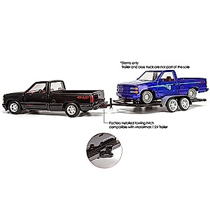 All Star Toys 1992 Chevy 454SS Pickup Truck 1/24 Scale Diecast Model Car Black with Red Interior Motormax 73203 Exclusive Edition