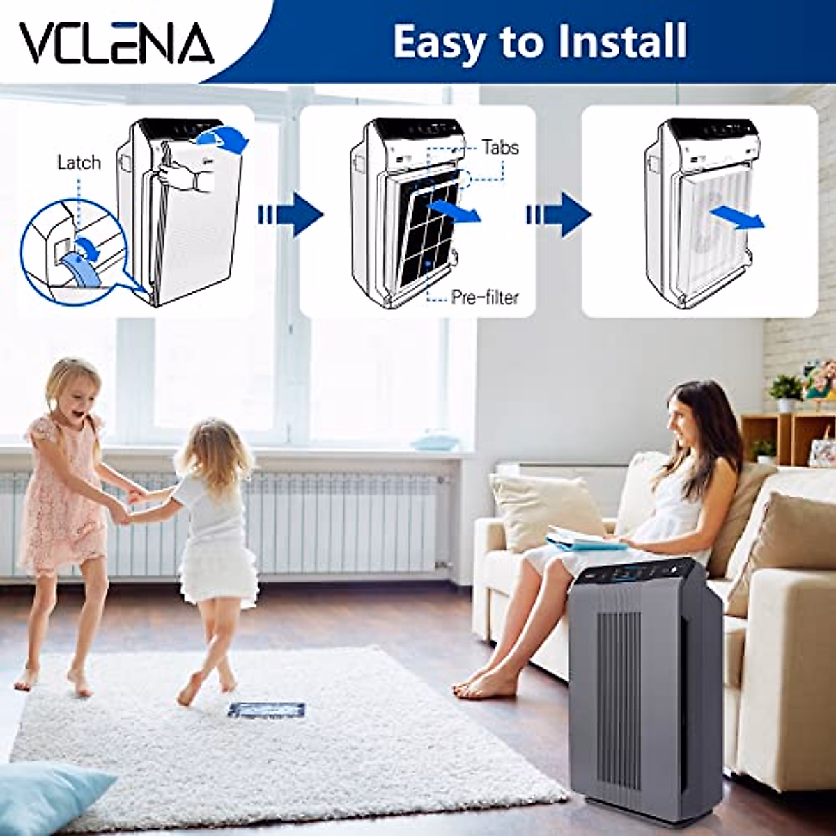 115115 Replacement Filter A True HEPA Compatible with Winix C535 HEPA Filter Winix 5300, 5300-2, 6300, 6300-2, P300 PlasmaWave Air Purifier Filter, Compare to Part #115115 Size 21(3 Pack) …