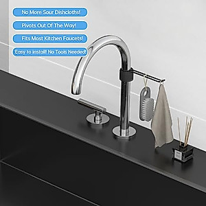 Stylish and Functional Dish Towel Holder - Keep Your Kitchen Rags and Dishcloths Neat and Within Reach with This Sink Dish Cloth Holder and Storage Rack! (Black)