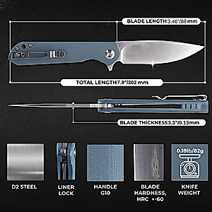 GANZO Firebird FH41 Pocket Folding Knife D2 Steel Blade G10 Handle Hunting Outdoor EDC Tool (Grey)