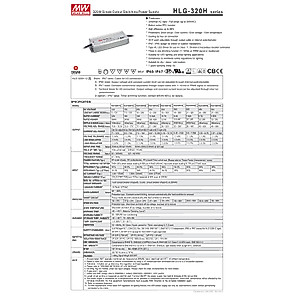 MEAN WELL HLG-320H-48B 320W 6.7A 48V Constant Voltage + Constant Current LED Driver
