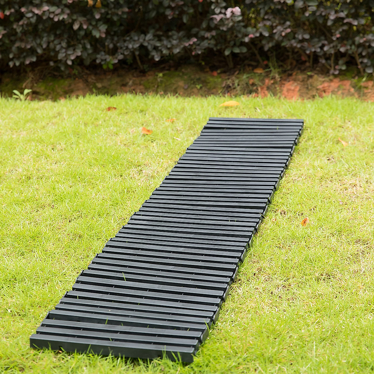 Gardenised QI004106 Black Garden Pathway Track Outdoor Waterproof Tile Anti-Slip Pavers Floor Mat, 14" Long