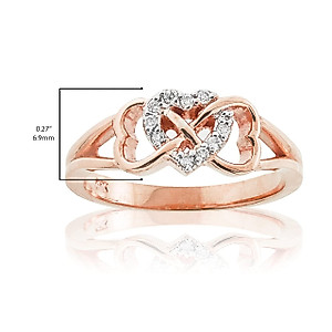 14K Rose Gold 1/15 Cttw Diamond Accented Triple Heart Infinity Celtic Knot Band Engagement Ring (J-K Color, I1-I2 Clarity) - Size 9-3/4