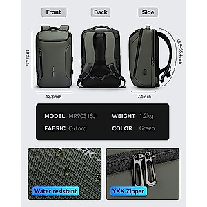 Muzee Business Backpack for Men,Waterproof and Travel Laptop Backpack with USB Charging, Fits 17 Inch Laptop and Tech Gear