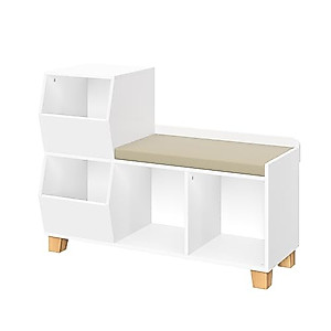 RiverRidge Kids Catch-All Toy Storage Organizer Bench with Cubbies & Toy Bins for Playroom Storage - Cubby Storage Organizer