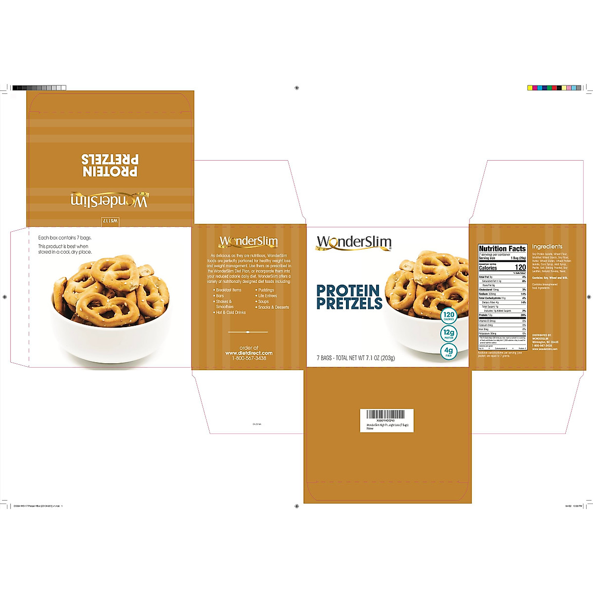 WonderSlim Protein Pretzel Snacks, 120 Calories, 12g Protein, 4g Fiber (7ct)