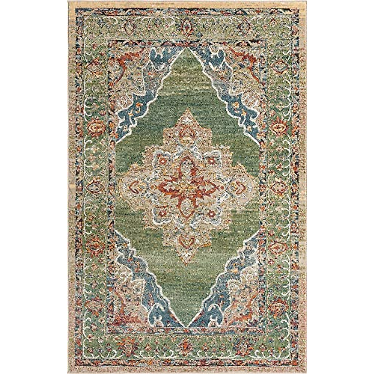 Unique Loom Isabella Collection Traditional Medallion Green Area Rug (5' 0 x 8' 0)