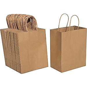 57 Lb Large Kraft Paper Grocery Bags with Handles - 50 Count 12 x 17 x 7 - Durable, Reusable & Eco-Friendly Shopping Bags, Brown Kraft Take-Out Bags for Retail, To-Go, Any Occasion (50, With Handles)
