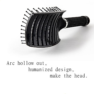 AISIBO Curved Vented Styling Hair Brush, 2PCS Anti Frizz Hair Detangling Brush, for Wet Hair or Dry Hair, Black, Pink