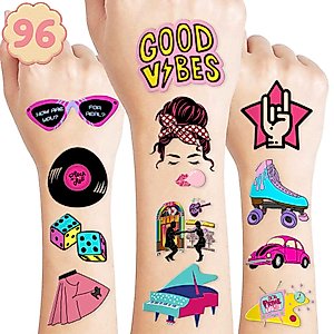 50s Temporary Tattoos for Fans, Themed 50s Birthday Party Decorations Favors Party Supplies 96PCS Tattoo Sticker Women Men Gifts Boys Girls Classroom School Prizes