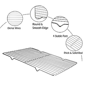 Turbokey Baking Rack 8.25 x 11.4 inch Rectangle Cooling Steaming Grilling Rack with 4 Legs Stainless Steel Rack,Oven & Dishwasher Safe, Perfect To Cool and Bake(8.25"X11.4",29X21cm)